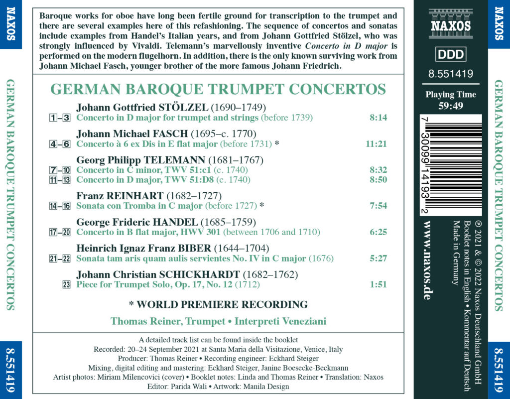 German Baroque Trumpet Concertos – Thomas Reiner – International ...